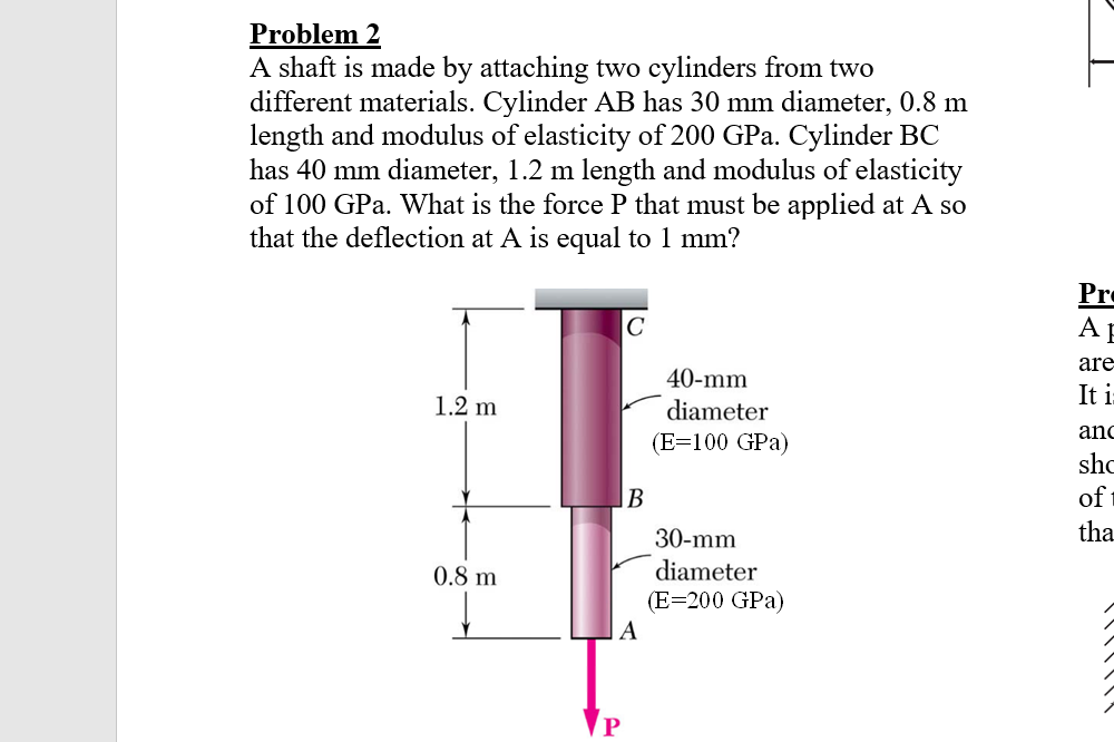 Solved Problem 2 A shaft is made by attaching two cylinders | Chegg.com