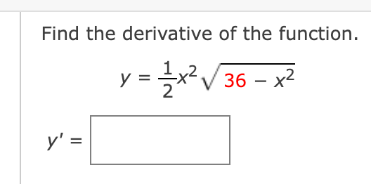 Solved Find the derivative of the function. y = 1/2 x^ root | Chegg.com