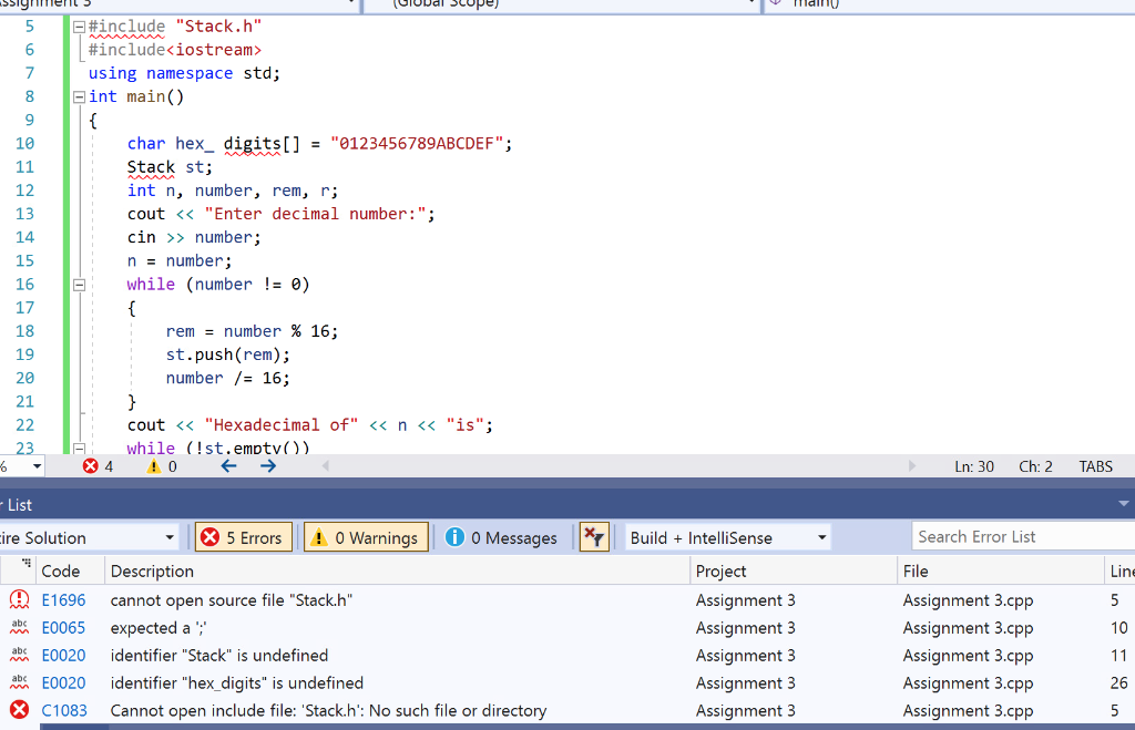 Solved cout ≪ "Hexadecimal of" ≪n≪ "is"; while (!st.empty | Chegg.com