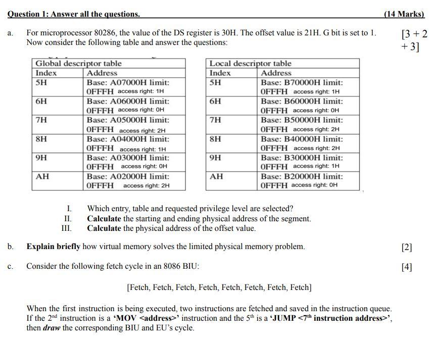 Solved For microprocessor 80286, the value of the DS | Chegg.com