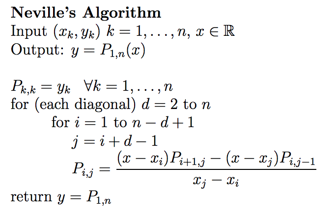 Solved Tn, Vn), and a re number zo, use Neville's Algorithm | Chegg.com