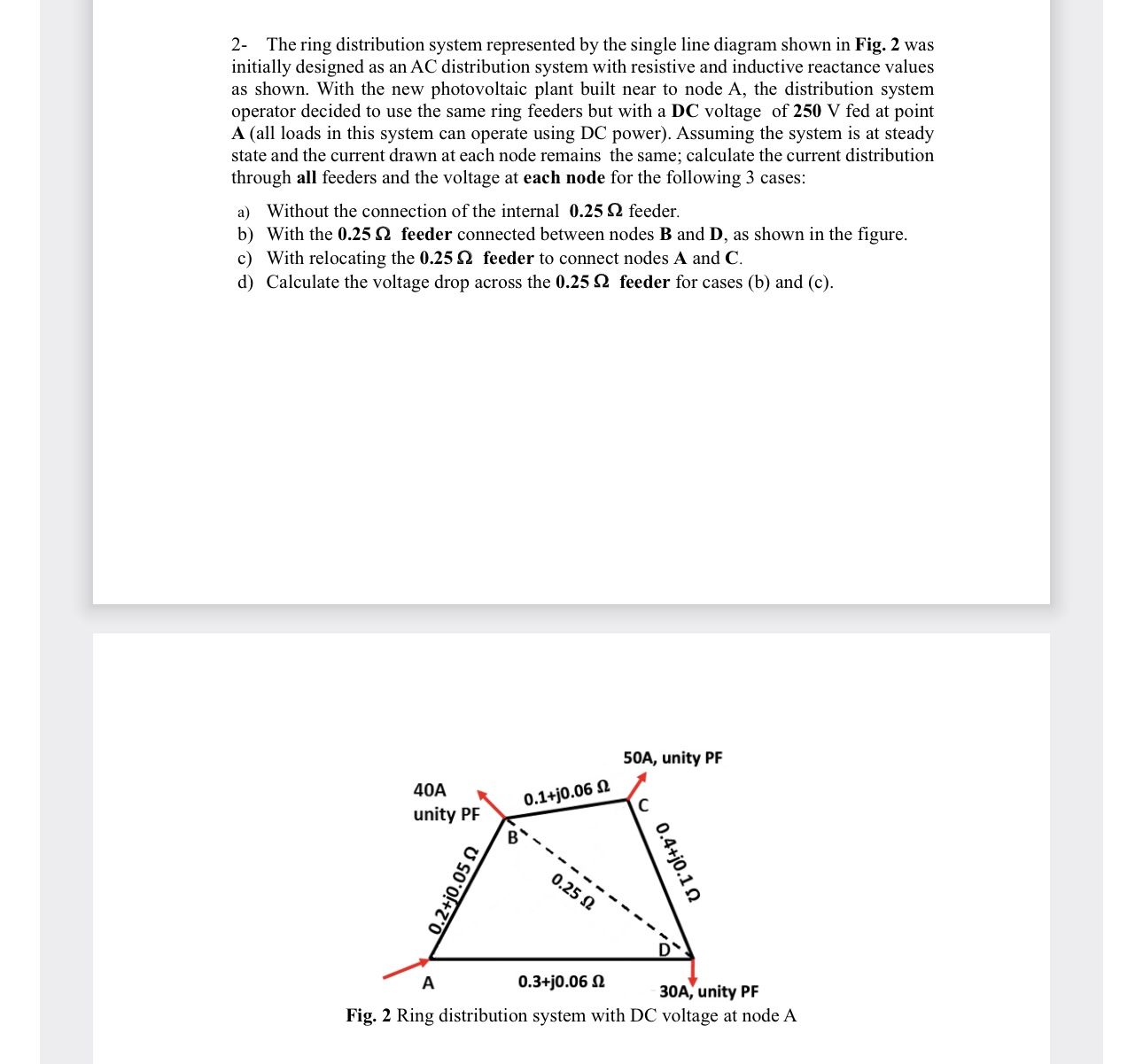 Solved 2- The ring distribution system represented by the | Chegg.com