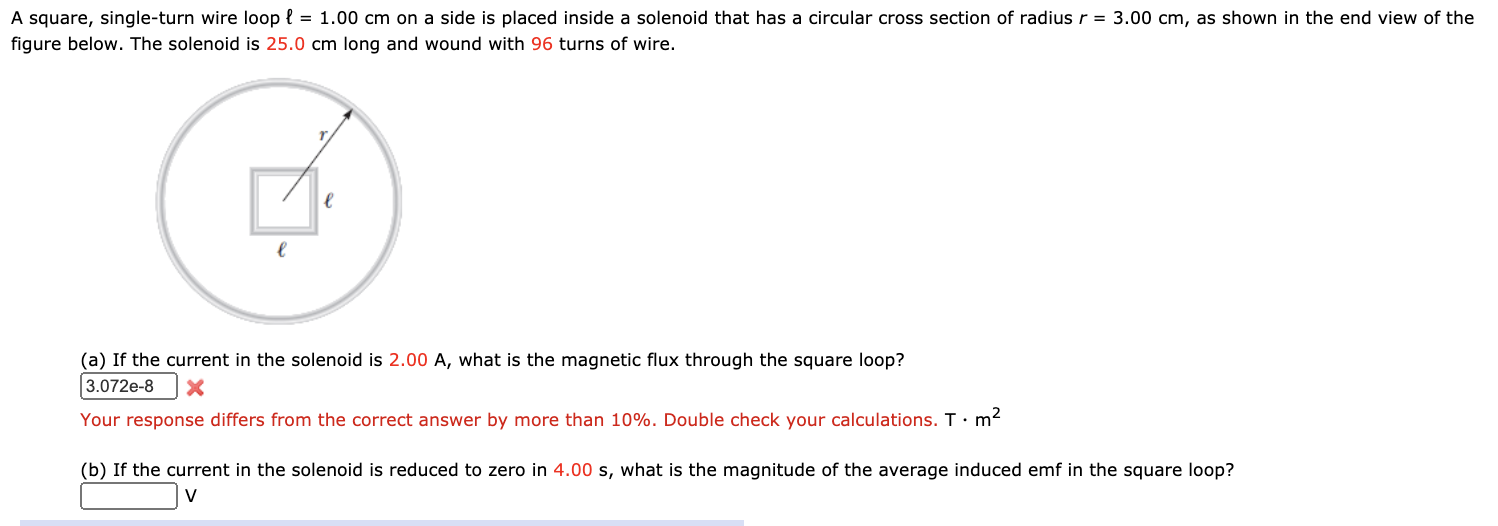 Solved A square, single-turn wire loop l = 1.00 cm on a side | Chegg.com