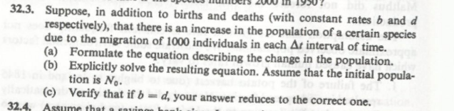 Solved 32.3. Suppose, in addition to births and deaths (with | Chegg.com