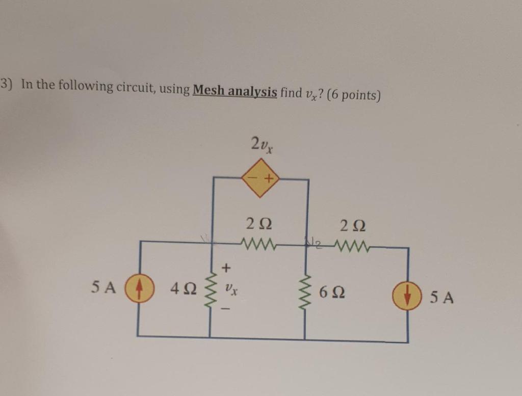 Solved 3) In the following circuit, using Mesh analysis | Chegg.com