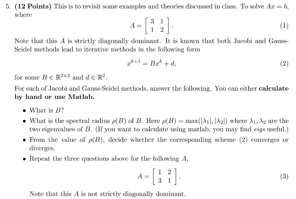 5. (12 Points) This is to revisit some examples and | Chegg.com