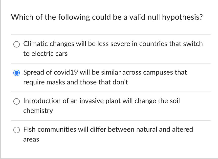 Which of the following could be a valid null | Chegg.com