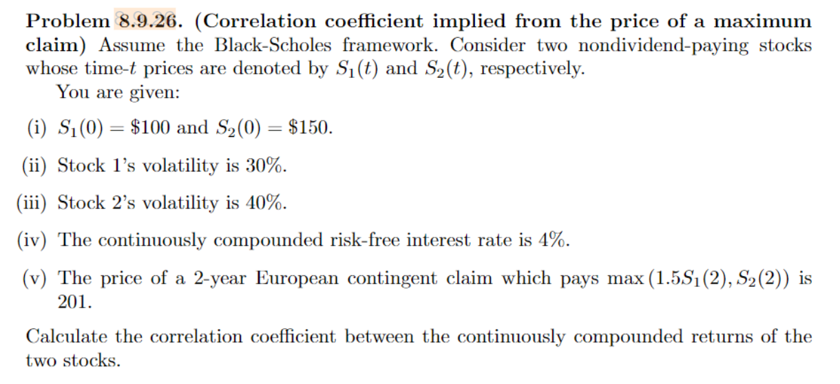 Problem 8.9.26. (Correlation coefficient implied from | Chegg.com