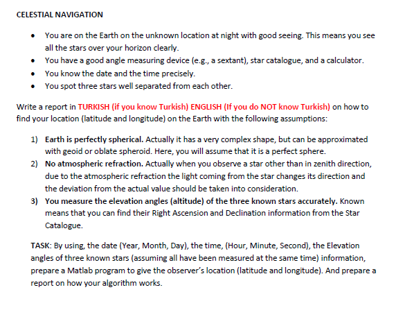 Solved CELESTIAL NAVIGATION • You are on the Earth on the | Chegg.com