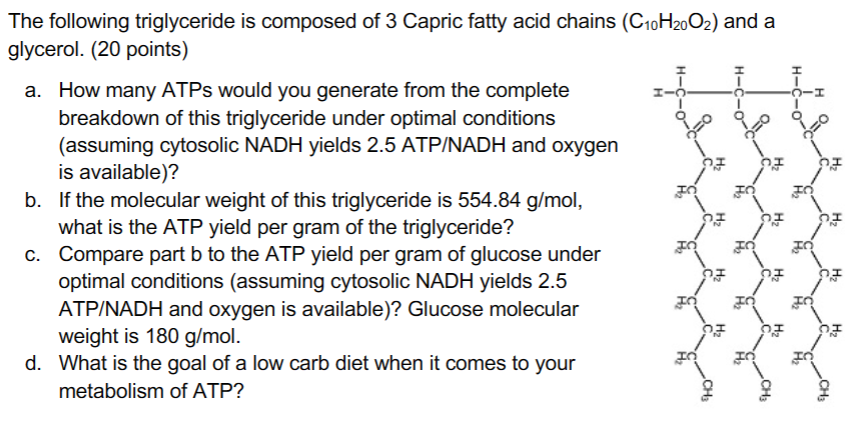 Solved The following triglyceride is composed of 3 Capric | Chegg.com