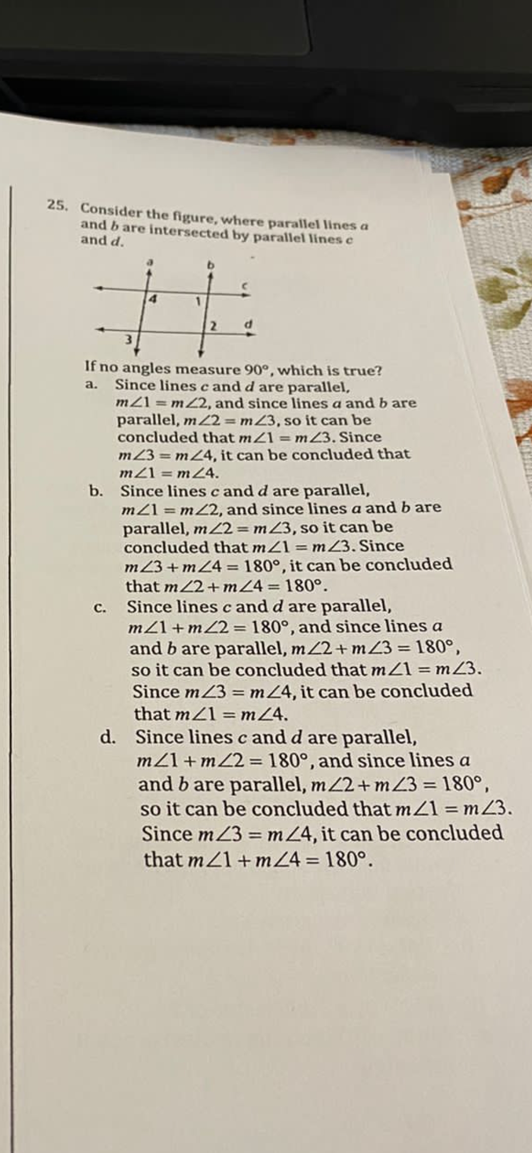 Consider the figure, where parallel lines aand b ﻿are | Chegg.com