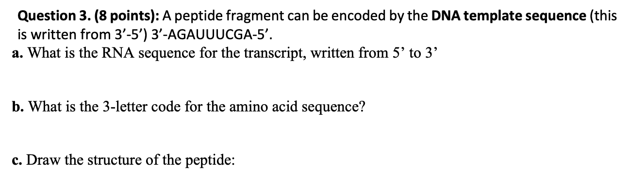 Solved Question 3. (8 points): A peptide fragment can be | Chegg.com
