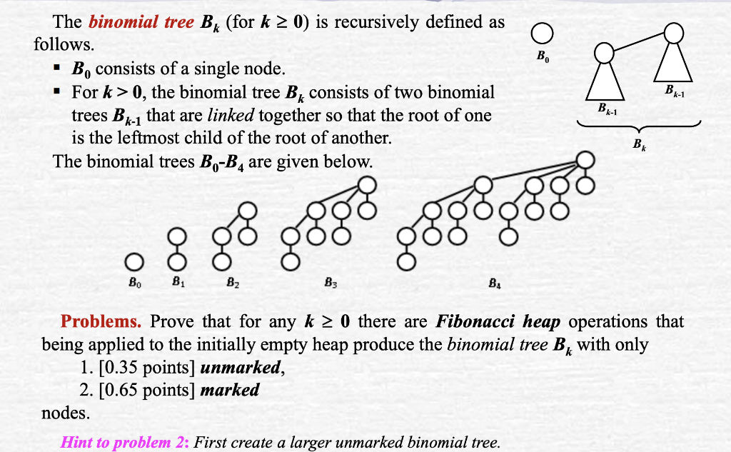 Solved o BO I The binomial tree Bx (for k = 0) is | Chegg.com