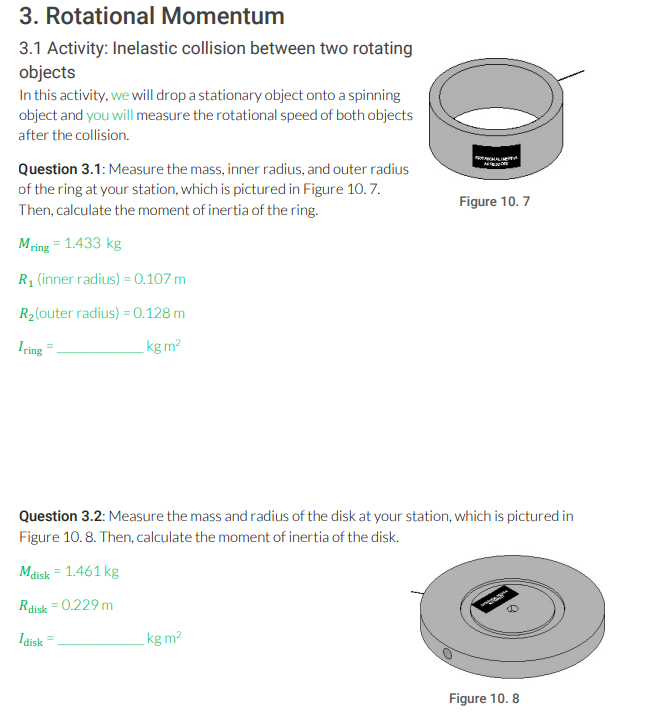 Solved 3. Rotational Momentum 3.1 Activity: Inelastic | Chegg.com