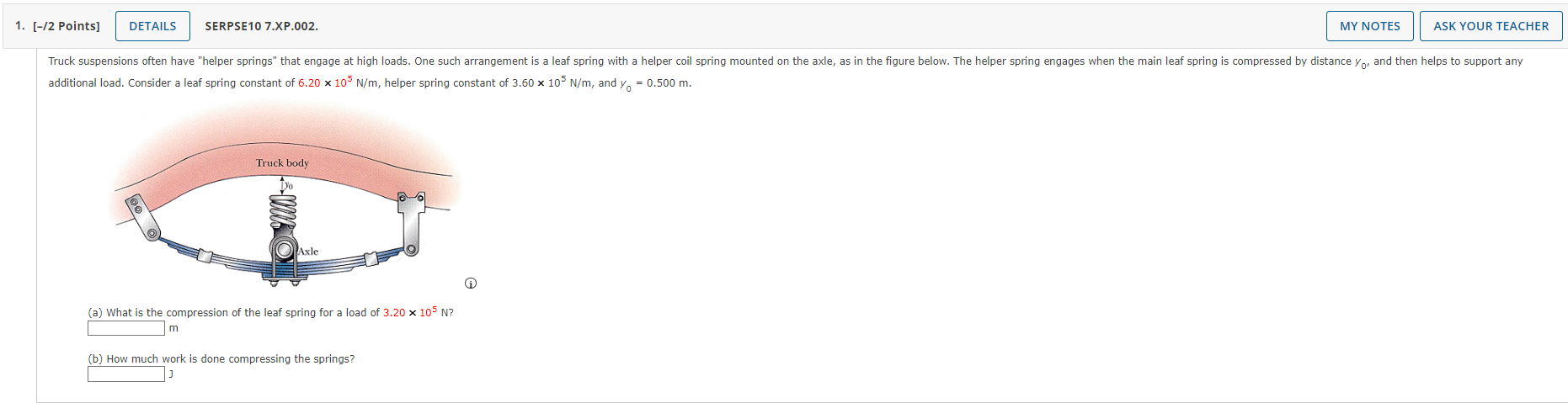 Solved additional load. Consider a leaf spring constant of | Chegg.com