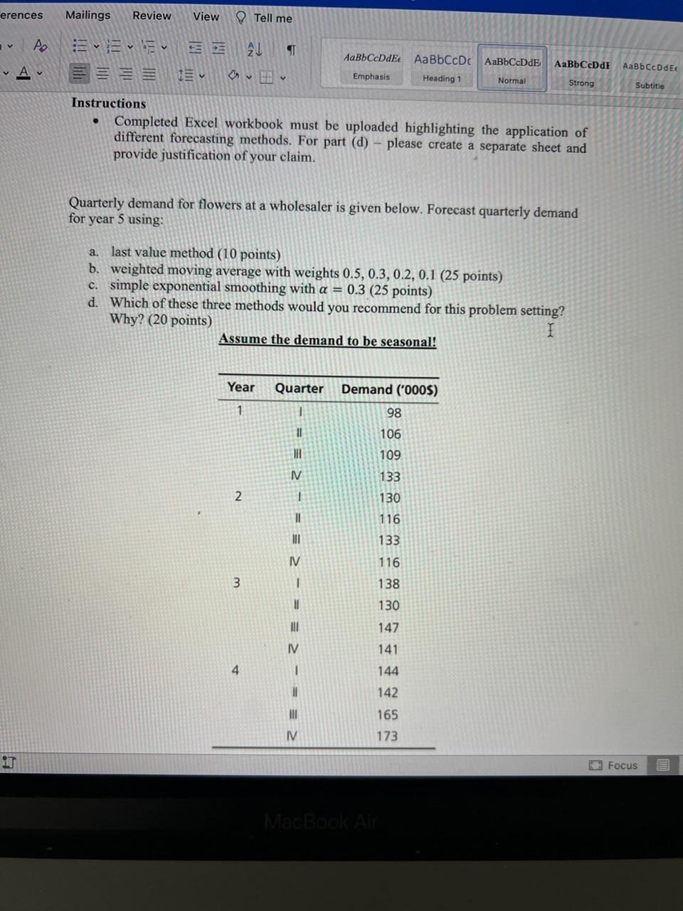 Solved - Completed Excel workbook must be uploaded | Chegg.com