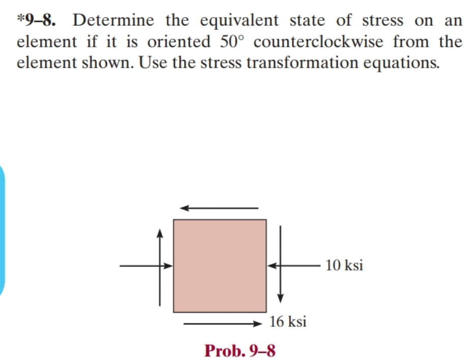 Solved Please solve Prob. 9–8 using Mohr’s circle. (Please | Chegg.com Solved Please solve Prob. 9–8 using Mohr’s circle. (Please | Chegg.com