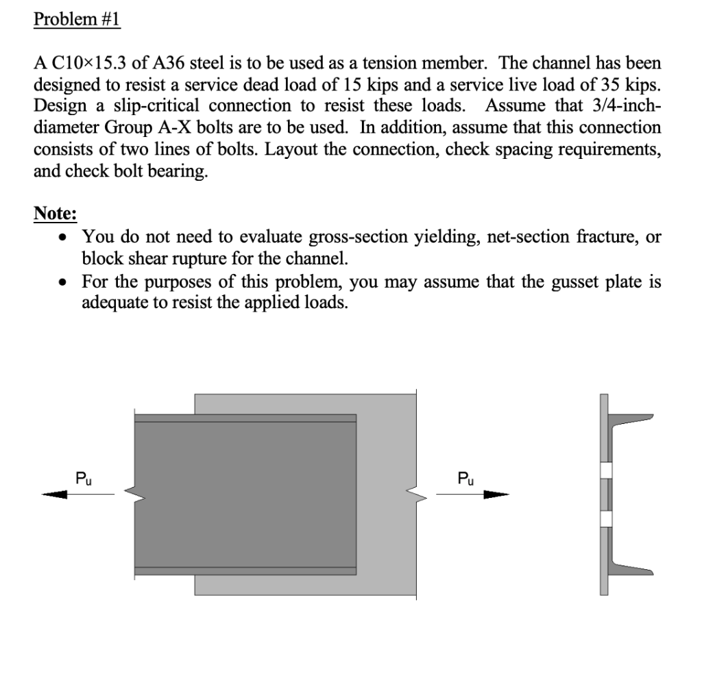 Solved Problem #1 A C10x15.3 of A36 steel is to be used as a | Chegg.com