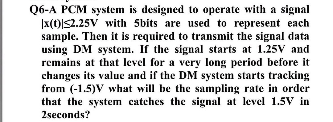 Solved Q6-A PCM system is designed to operate with a signal | Chegg.com