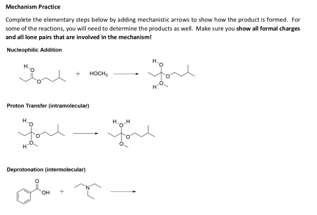 Solved Mechanism Practice Complete the elementary steps | Chegg.com