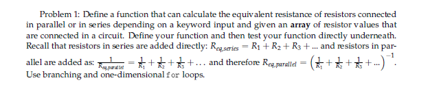 Solved Problem 1: Define a function that can calculate the | Chegg.com