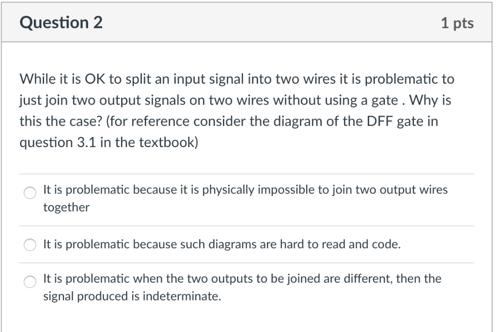 Solved Question 2 1 pts While it is OK to split an input | Chegg.com