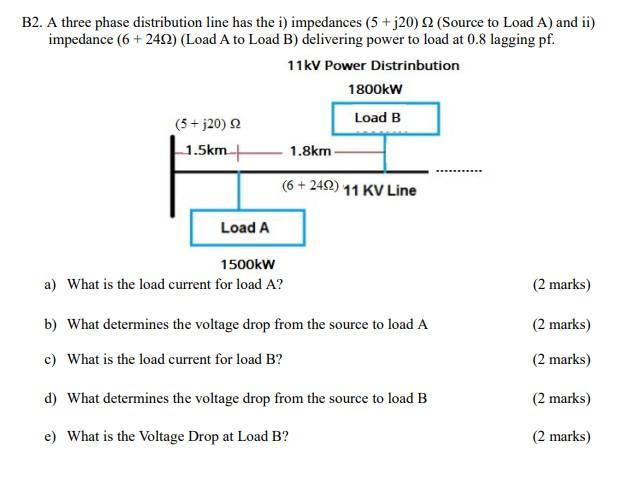 Solved B2. A three phase distribution line has the i) | Chegg.com