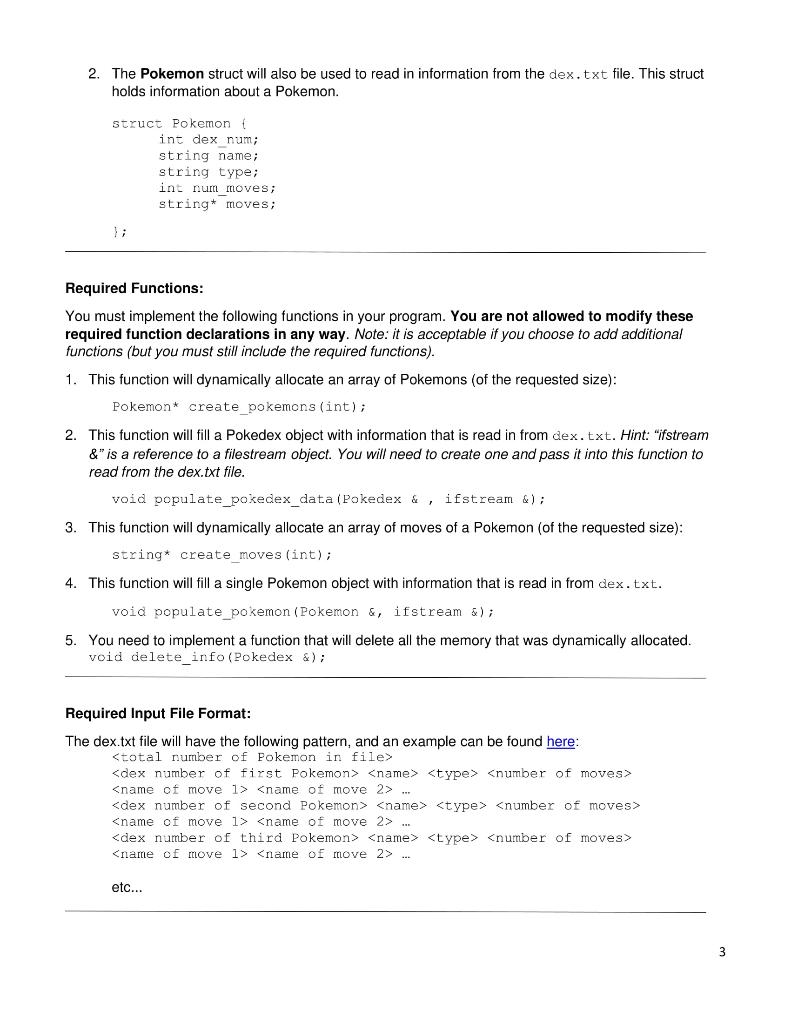CS 162 Assignment #2 Pokémon Encyclopedia Design | Chegg.com