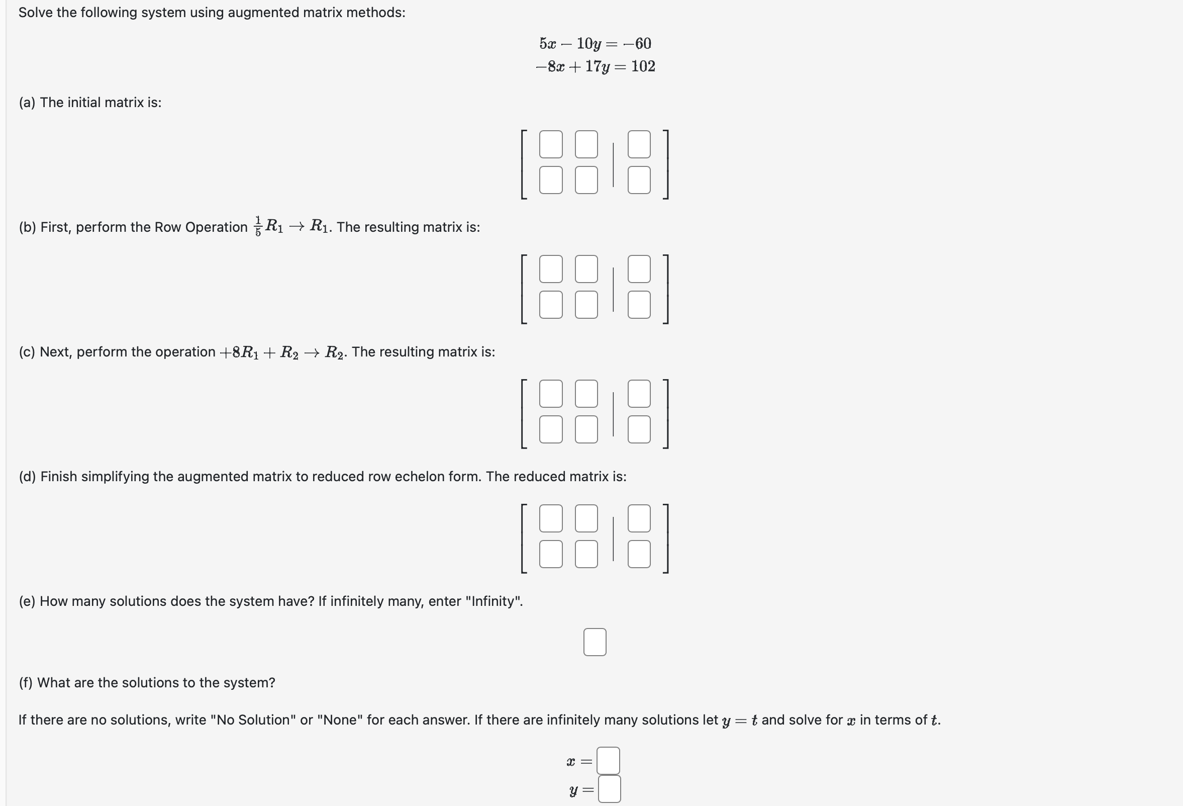 Solved Solve the following system using augmented matrix | Chegg.com