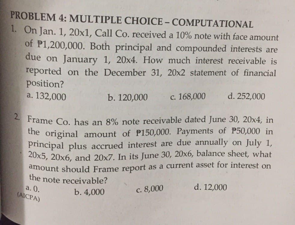 Solved PROBLEM 4: MULTIPLE CHOICE - COMPUTATIONAL 1. On Jan. | Chegg.com