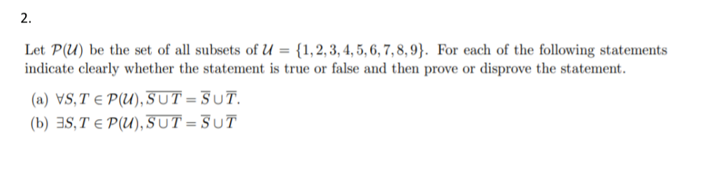 Solved 2. Let P(U) be the set of all subsets of U = {1, 2, | Chegg.com