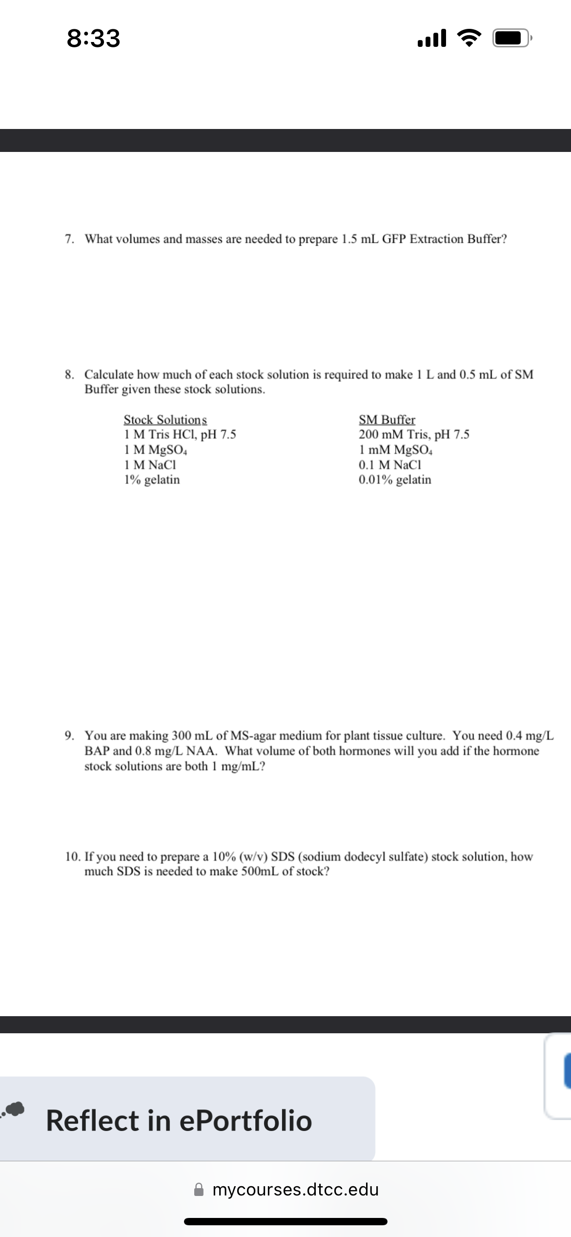 Solved How would you prepare 200mL ﻿of 50mM ﻿Tris buffer, | Chegg.com