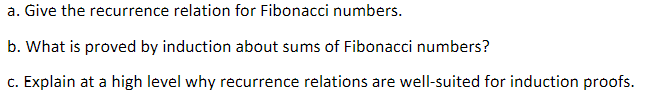 Solved A ﻿give The Recurrence Relation For Fibonacci