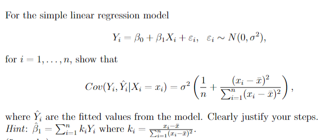 For the simple linear regression model | Chegg.com