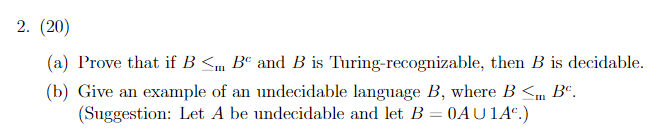 Solved 2. (20) (a) Prove that if BS B and B is | Chegg.com