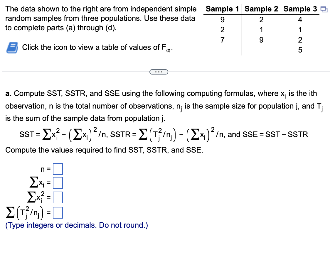 Solved The data shown to the right are from independent | Chegg.com