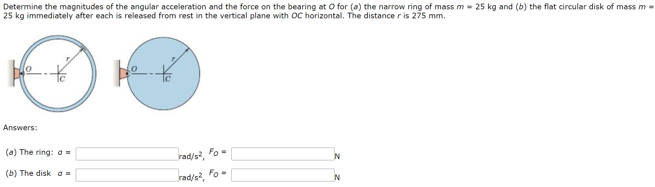 Solved Determine the magnitudes of the angular acceleration | Chegg.com