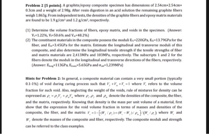 Solved Problem 2 [5 points). A graphite/epoxy composite | Chegg.com