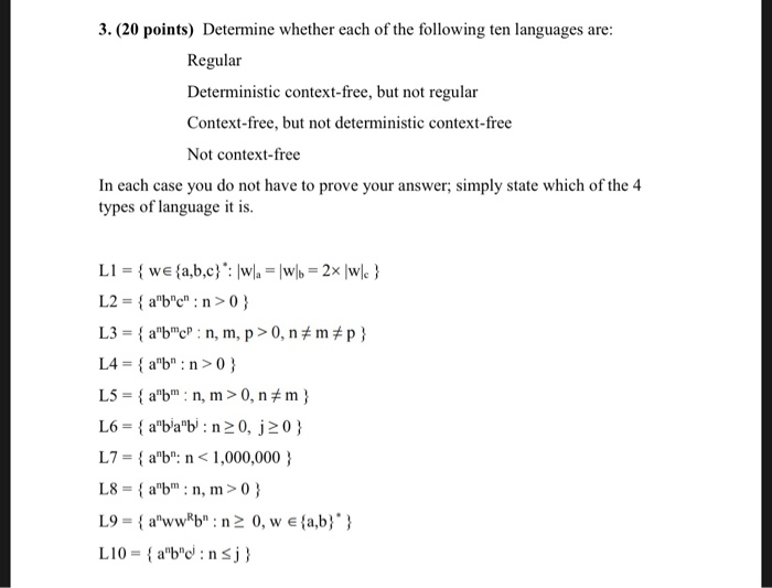 Solved 3. (20 points) Determine whether each of the | Chegg.com