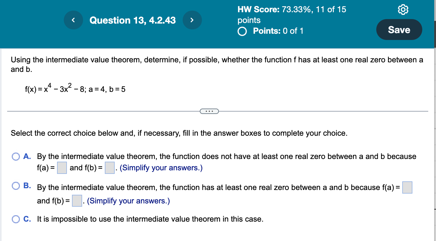 Solved Using the intermediate value theorem, determine, if | Chegg.com