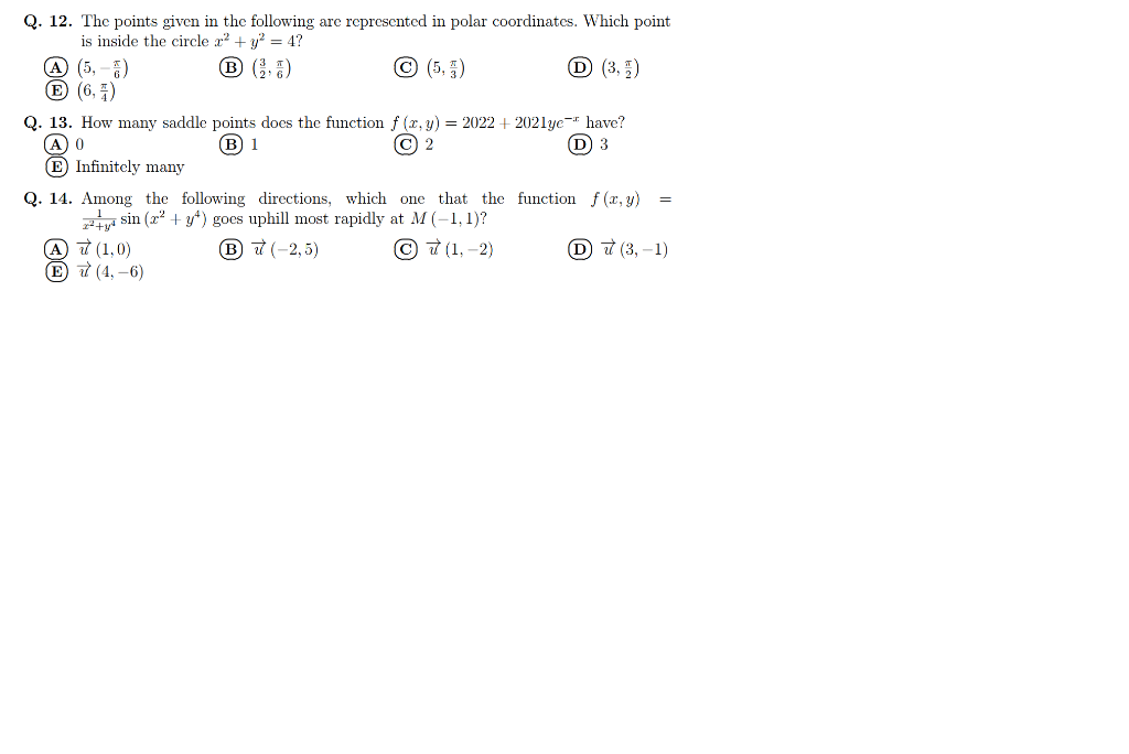 Solved Q. 12. The points given in the following are | Chegg.com