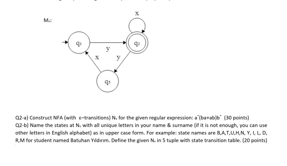Solved Q2-a) Construct NFA (with ε-transitions) Nv for the | Chegg.com