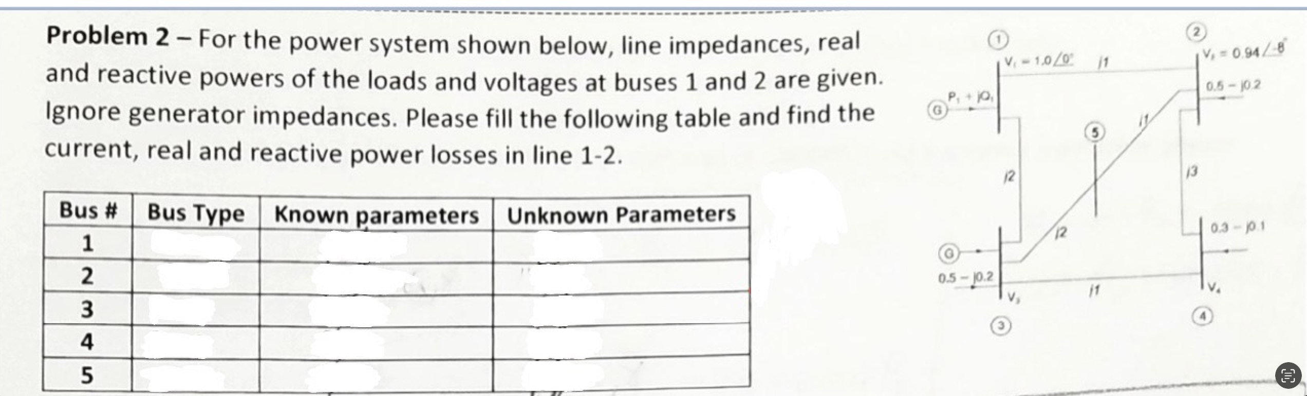 Solved Select Which Bus Type Slack Bus Load Bus Or 