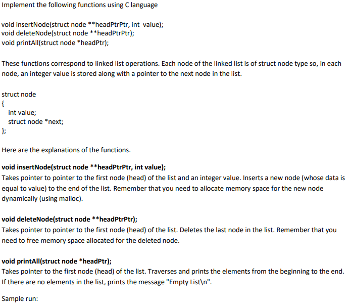 Solved Implement the following functions using language void | Chegg.com