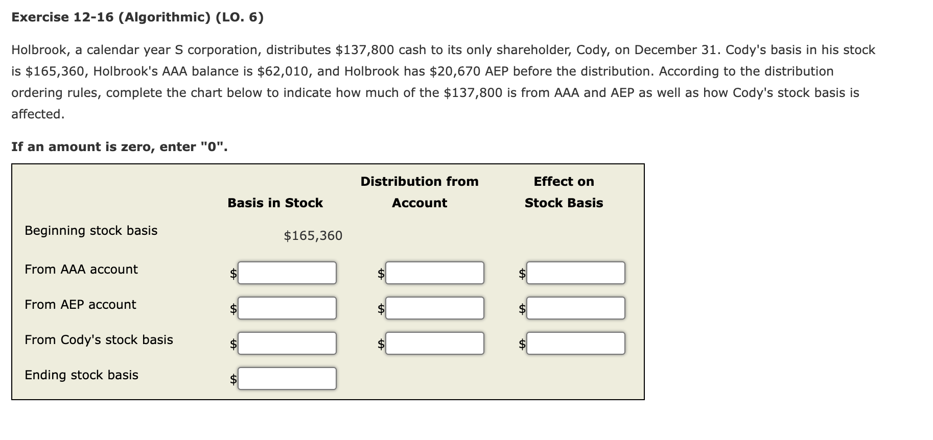 Solved Exercise 12-16 (Algorithmic) (LO. 6) Holbrook, a | Chegg.com