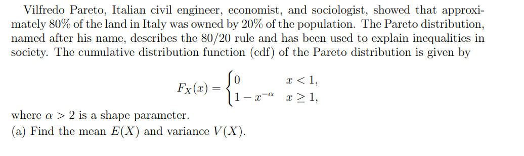 Solved Vilfredo Pareto, Italian civil engineer, economist, | Chegg.com
