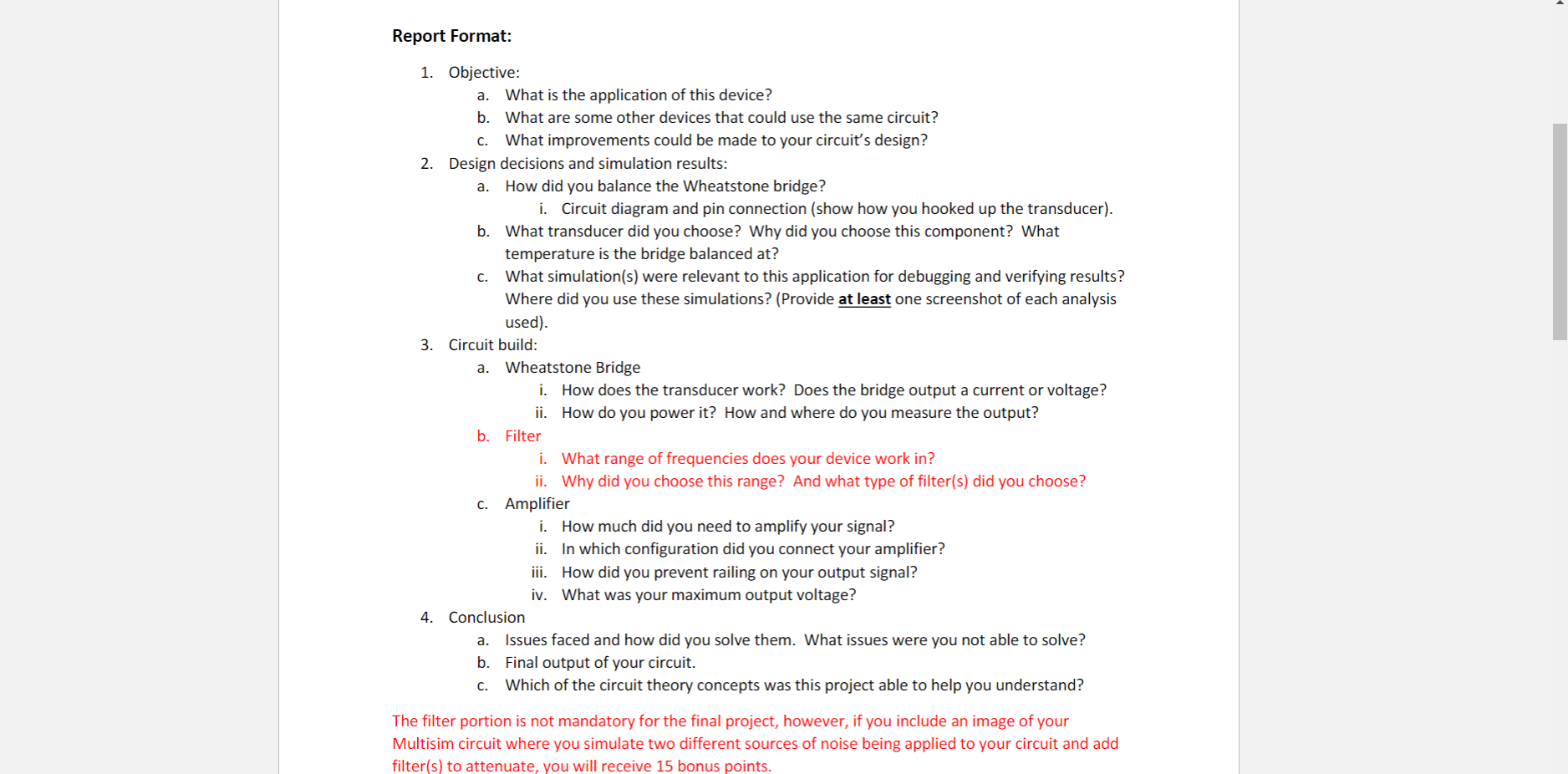 Report Format: C. 1. Objective: a. What is the | Chegg.com