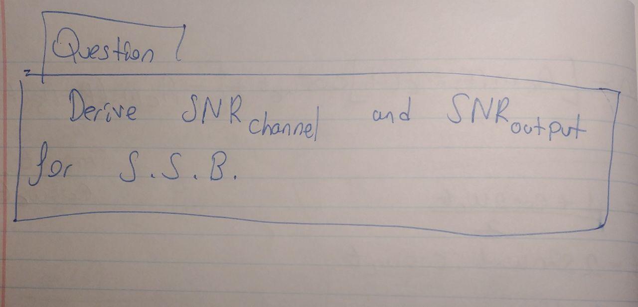 Solved Question 2 Derive SNR channel and SNR output for | Chegg.com