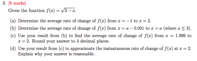 Solved Given The Function F X 3−x A Determine The