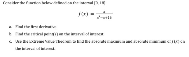 Solved Consider the function below defined on the interval | Chegg.com